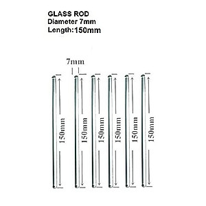 Pack of 6 Lab Glass Stirring Rod 6 inch (150mm) Long, 0.25" Diameter with Both Ends Round for Science, Lab, Kitchen, Science Education