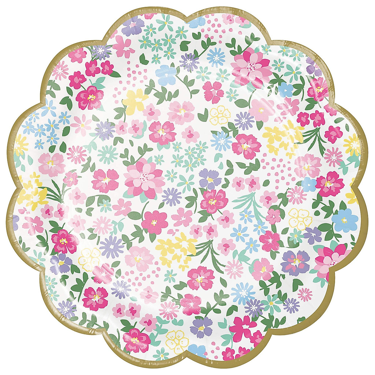 Floral Themed Tea Party Supply Pack Bundle Includes Paper Dessert Plates & Napkins for 16 Guests