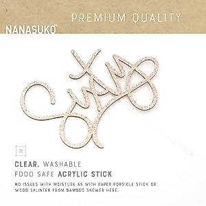 NANASUKO Modern Cursive 60th Birthday Cake Topper - sixty - Double Sided Rose Gold Glitter - Premium Quality Made in USA