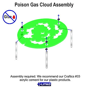LITKO 100mm/4-inch Elevated Poison Gas Cloud Template, Fluorescent Green