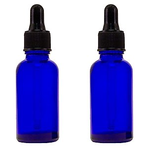 GreenHealth - Pack of 2 - Cobalt Blue Glass Bottle 1oz with Glass Dropper