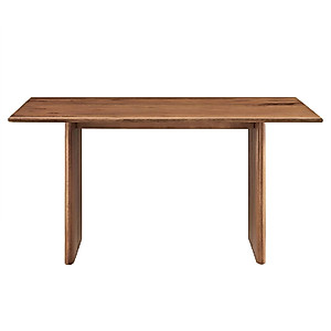 Modway Amistad 60" Solid Wood Modern Farmhouse Rectangular Dining Table in Walnut