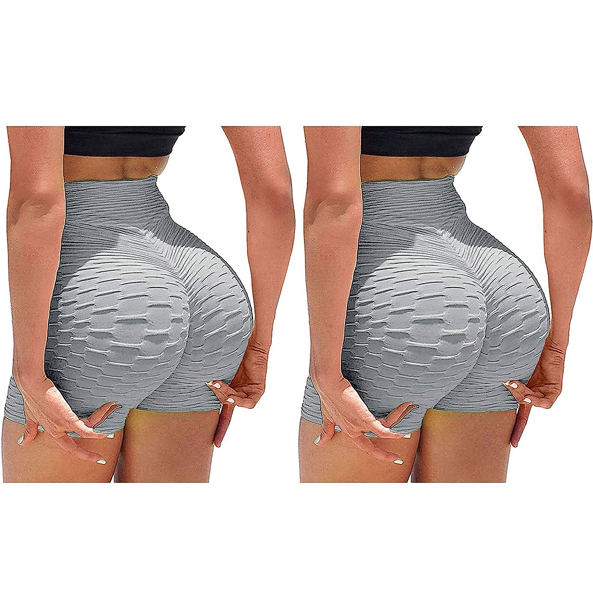 Bblulu High Waisted Workout Shorts for Women Butt Lifting Tummy Control Workout Short Fashion Textured Slimming Booty Shorts