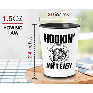 Bubble Hugs Fish Lover Shot Glass 1.5oz - Bite Me - Fishing Catching Fishes Fantail Ranchu Ocean River Catfish Arowana Lionfish Shark Vacation