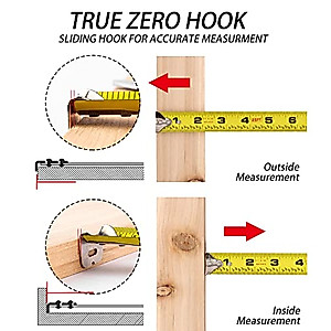 DOWELL Measuring Tape Measure 25ft Measurement Tape Steel Blade Shock Absorbent Solid Rubber Case Accurate Easy Read with Fractions 1/8 for Construction Contractor Carpenter Architect Woodworking (1)