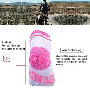 JOYNÉE Womens Ankle Athletic Low Cut Tab Socks Cushioned Running Sports 6 Pack,White,Sock Size 9-11