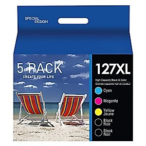 MCYCOLOR 127XL Ink Cartridge Remanufactured for 127 XL T127xl Ink to use with Workforce 545 845 645 WF-3540 WF-3520 WF-7010 WF-7510 WF-7520 NX530 NX625 Printer( 2 Black, Cyan, Magenta, Yellow)