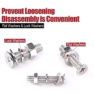 Hilitchi 705-Pcs M3 M4 M5 Phillips Flat Head Machine Screws Bolts Nuts Flat and Lock Washers Assortment Kit, 304 Stainless Steel, 8 to 20mm Length, Full Thread