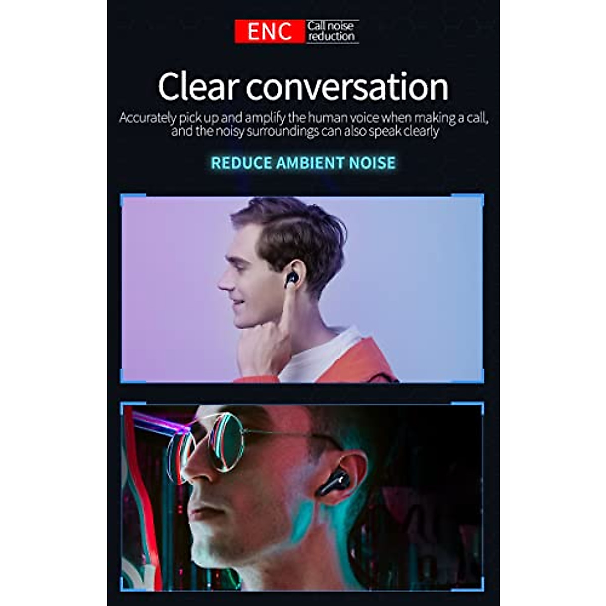 DARK WOLF True Wireless Earbuds Bluetooth 5.2 Wireless Earbuds,Touch Control with Wireless Charging Deep Bass Loud Sound Comfortable BL-F69 0