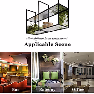 Yopappol 2 Tiers Ceiling Shelf Kitchen Hanging Spice Rack Organizer Wall Mounted Plant Stand/Bookshelf, Black Iron Art Storage Shelves for Home Office Restaurant (Size : 60x30x80cm)