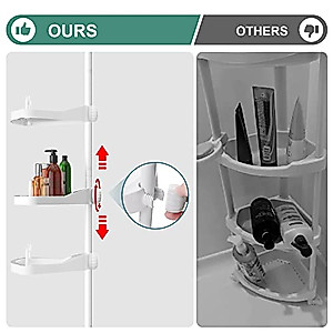 COCONUT Corner Shower Caddy Tension Pole, 54-114Inch Rust-proof 4 Tier Shower Organizer, Drill Free Telescoping Shower Shelves for Bathroom Bathtub (White)