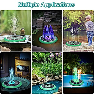 SZMP Solar Fountain 5W Bird Bath Fountains 2023 Upgraded UFO Lights, Solar Powered Fountain Pump with 7 Nozzle & 4 Fixer, 4000 Battery, Solar Fountain Pump for Bird Bath, Garden, Patio, Pond, Outdoor