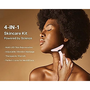 VRAIKO Lily Neck Face Massager, Face Sculpting Tool, Skin Rejuvenation Device with Thermal, Triple Action LED and Vibration, for Anti-Aging, Lifting and Tightening Sagging Skin (Pink)