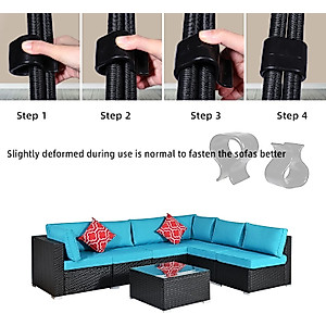 SUQ I OME Pack of 6 Outdoor Patio Garden Wicker Rattan Furniture Aligment Sofa Rattan Chair Fastners Clip Sectional Connector - Non Slip (2.13 inches,Medium)