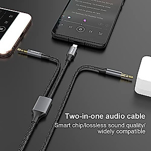 MOSWAG 2 in 1 3.5mm Aux Cable to 3.5mm Audio Aux Jack Cable 3.28FT/1M with USB C to AUX Cable Audio Auxiliary Input Adapter Male to Male AUX Cord for Headphones,Car,Home Stereos,Speaker