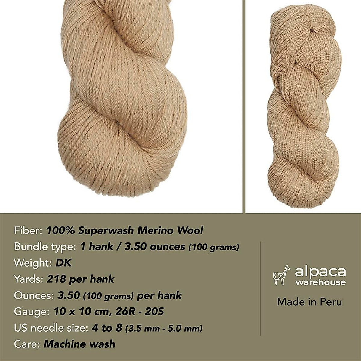 Meriwash - 100% Superwash Merino Wool Yarn 100 Grams Hank DK Weight - Sourced Directly from Peru - Heavenly Soft and Perfect for Knitting and Crocheting (Petrol Blue)