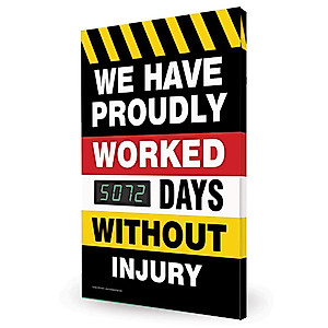 ComplianceSigns.com We Have Proudly Worked__ Days Without Injury Digital Safety Scoreboard, 28x20 inch Aluminum