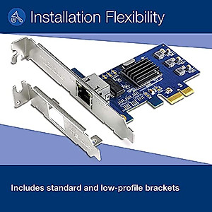TRENDnet 2.5GBase-T PCIe Network Adapter, TEG-25GECTX, Converts a PCIe 2.0 or Later Slot into a 2.5G Ethernet Port, 802.1Q VLAN Tagging, Standard & Low-Profile Brackets Included, Windows Support
