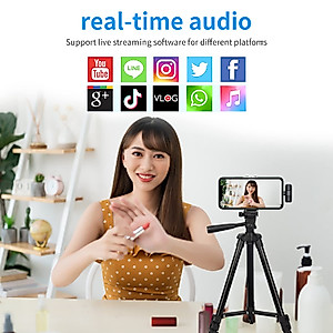 bAnpinSH Wireless Lavalier Microphone,for iPhone iPad,Professional lavalier Microphone for Video Recording, Plug and PlayAuto Sync 2.4G Ultra-Low Latency Noise Reduction Lapel Microphone (Black)