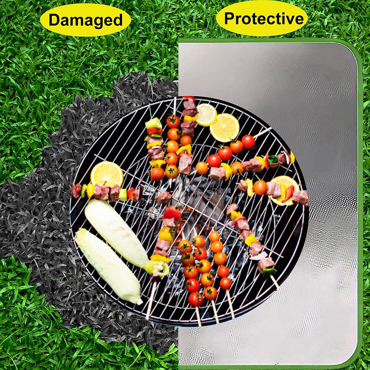 Fire Pit Mat Square, 39" Barbecue Mat for Under Grill, Heat-Resistant Fireproof Mat for Outdoor Smoking and Camping, Protect The Deck, Patio, Lawn from Exploding Embers