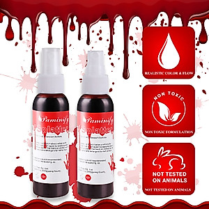 Paminify 2.1oz Fake Blood Spray, Blood Splatter, Halloween Liquid Blood for Clothes, Zombie, Vampire and Monster SFX Makeup & Theater,Dark