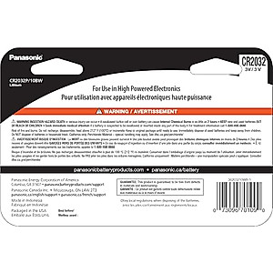 Panasonic CR2032 3.0 Volt Long Lasting Lithium Coin Cell Batteries in Child Resistant, Standards Based Packaging, 10 Pack
