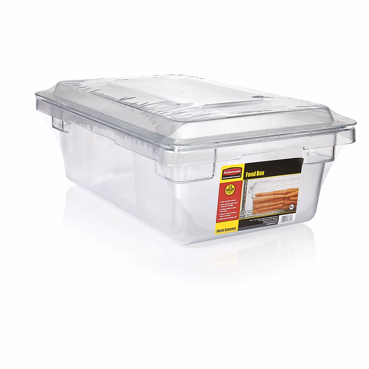 Rubbermaid Commercial Products 1815321 Food/Tote Box Storage Container with Lid, Plastic, Clear (Container and Lid)
