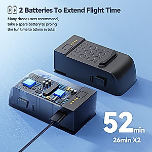 Ruko U11PRO First Drones With Camera For Adults 4k, 52 Min Fly Fun Time 2 Batteries GPS Drone Advanced Auto Return Upgraded Brushless Motor RC Quadcopter UAV with Carrying Case