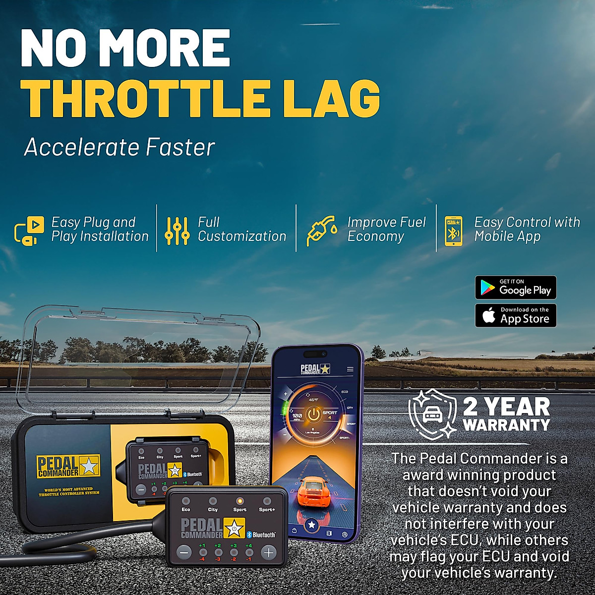 PEDAL COMMANDER for Ford Mustang 2011-2024 Throttle Response Controller Fits: 5th,6th,7th Gen, Base, EcoBoost, GT, Boss 302, Mach 1, Shelby, Roush, Saleen, Ford Mustang Accessories