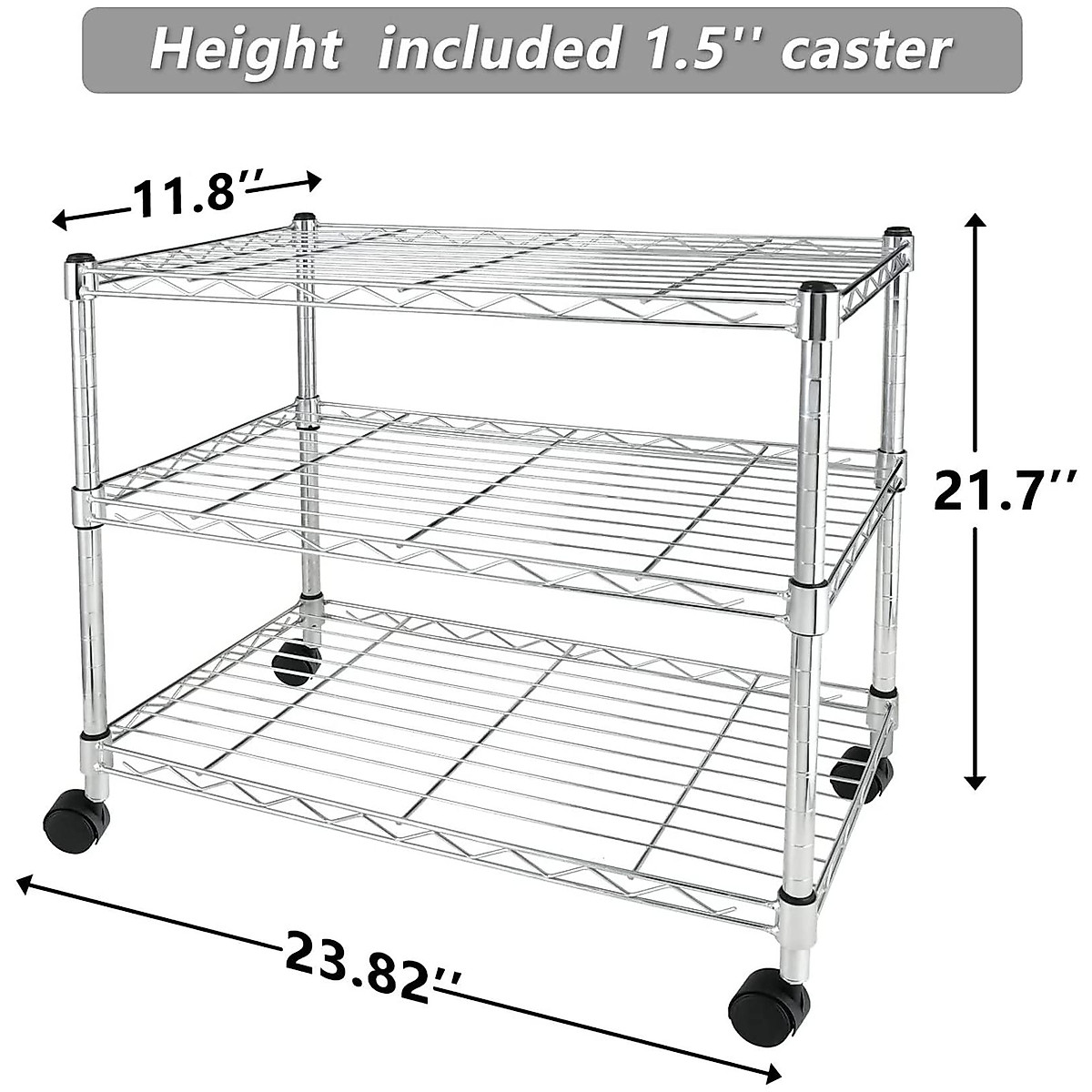 PRODCA Simple Deluxe Heavy Duty 3-Shelf Shelving Unit, 24" D x 14" W x 20" H, 3 Tier