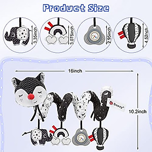 FPVERA Car Seat and Stroller Toys - Black and White Car Seat Toy High Contrast Baby Toys, Baby Plush Spiral Activity Toy for Crib Mobile, Newborn Sensory Toy Best Gift for 0 3 6 9 12 Months Infants