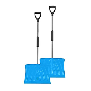 Superio Plastic Snow Shovel 18" Wide Snow Shovel for Driveway Heavy Duty Snow Shovel Snow Removal Snow Pusher Shovel with 51" Metal Handle (Blue, 2 Pack)