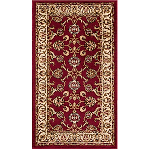 Well Woven Barclay Collection Sarouk Red 2x4 Accent Doormat- for Entryways, Kitchen
