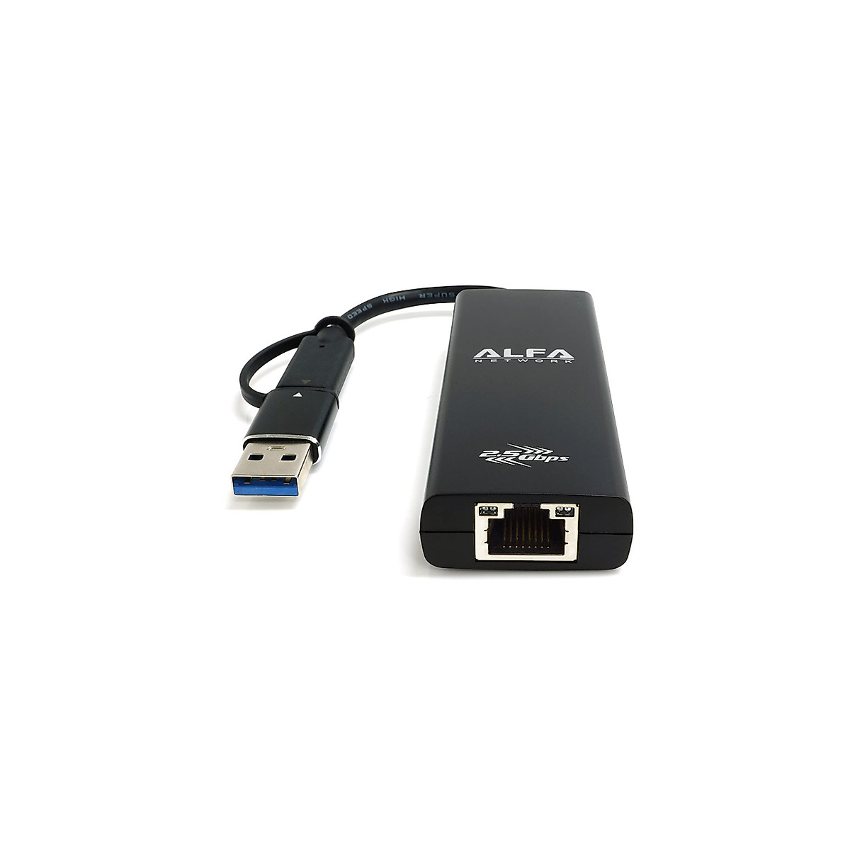 Alfa 2.5 GbE Type-C SuperSpeed USB 5 Gbps Card with Realtek™ RTL8156B and Type-A Adapter