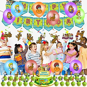 TOYOYO Birthday Party Supplies, Party Decorations Including Birthday Banner, Hanging Swirls, Latex Balloons and Cake Toppers for Theme Birthday Party Decorations