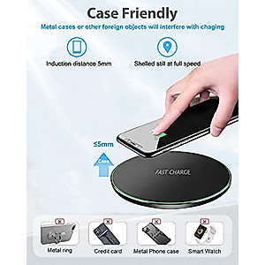 Wireless Charger for Samsung Galaxy S23/S23+/S22/S22+/S21/S20/S20+/S10/S9+/S9/S8/S8+/S7/Note10/Note9/Note8, 15W Wireless Charging Pad with USB-C for Samsung,iPhone Black(No AC Adapter)