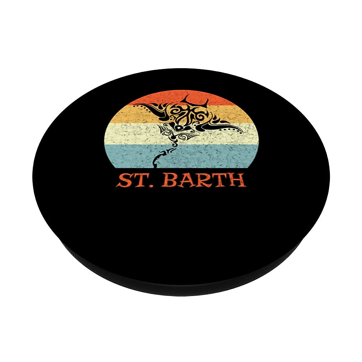 St. Barth, West Indies Vintage Tribal Manta Ray Vacation PopSockets Swappable PopGrip