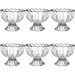 Lawei 6 Pack Glass Dessert Bowls - 5 Oz Glass Ice Cream Cups Mini Trifle Footed Dessert Bowls for Dessert, Sundae, Ice Cream, Salad, Cocktail, Condiment, Trifle