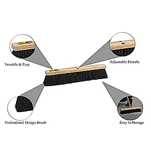 Unvert Black Indoor Push Broom Head – Heavy Duty Hardwood Block – Polypropylene Bristles – Deck Scrub Brush – Two Threaded Handle Holes for Better Assist (14")