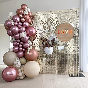 Shimmer Wall Backdrop Shimmer Wall Panels Light Gold Glitter Photo Background Backdrops for Birthday Decorations Anniversary Wedding Engagement,Pack of 24