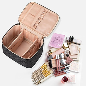 OCHEAL Makeup Bag, Large Travel Cosmetic Bags for Women Washable Make Up Bag Organizer Train Case -Large,Black