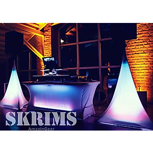 2-Pack Amazin Gear SKRIMS Tripod Speaker Stand Stretch Covers, Triple Sided DJ Scrims, Spandex DJ Skirts +2 FREE Travel Bags, 3-Sides Perfect for Glow Lighting Effect, WHITE PAIR (SKRIMS-3W-2)