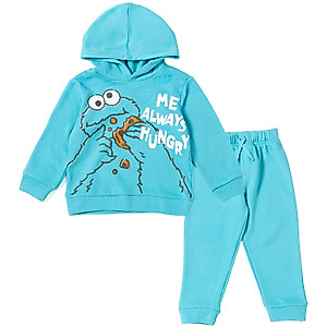 Sesame Street Cookie Monster Infant Baby Boys Fleece Pullover Hoodie and Pants Outfit Set Blue 24 Months