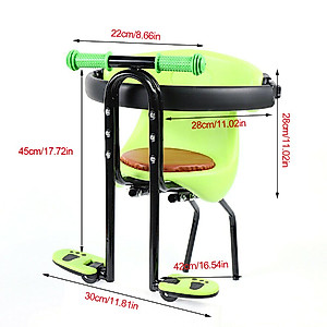 RENVIERY Bicycle Bike Front Seat,Bicycle Baby Seat Kids Child Safety Carrier Front Seat Saddle Cushion with Pedal,Carrier Up to 30KG,Fit for Mountain Bike、Road Bike