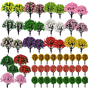 Woohome 60 PCS Miniature Trees Mixed Model Trees, Mixed Colors Accessories Model Train Scenery Architecture Trees Fake Trees for Building Model, Model Scenery with No Bases for DIY Crafts