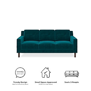 DHP Brynn 3 Seater Sofa, Green Velvet