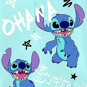 Disney Ladies Lilo and Stitch Sweatshirt - Ladies Classic Lilo and Stitch Hoodie Sweatshirt (Sky Blue Hoodie, Large)