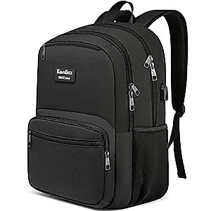 Travel Laptop Backpack for Men, College Bookbag for Men, 15.6 Inch Casual Back Pack with USB Charging Port, Water Resistant Anti Theft Business Work Bag, Computer Backpack Casual Daypack, Black