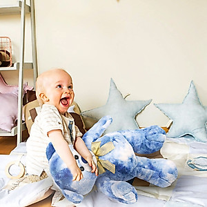 BenBen Teddy Bear Stuffed Animal, 23 inch Tie-Dye Stuffed Bear Plush Toy with Bow Tie, Blue and White, Cute Plushies Gifts, Easter Decorations