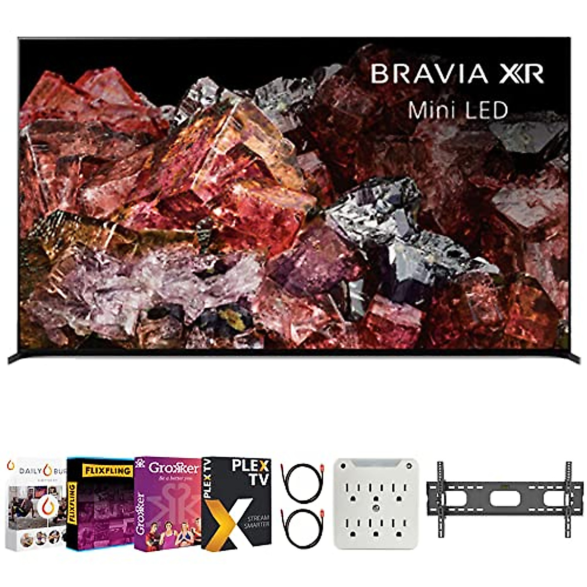 Sony XR85X95L BRAVIA XR 85 inch Class X95L Mini LED 4K HDR Google TV Bundle with Premiere Movies Streaming + 37-100 Inch TV Wall Mount + 6-Outlet Surge Adapter + 2X 6FT 4K HDMI 2.0 Cable (2023 Model)